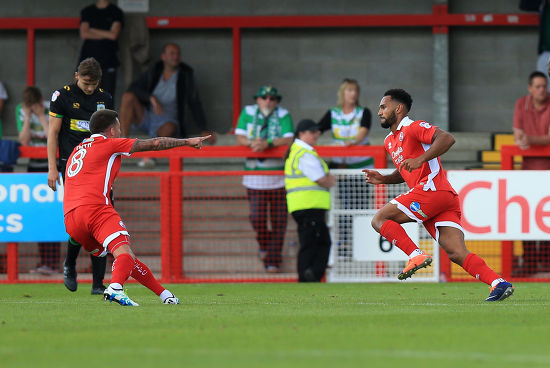 Jordan Roberts Crawley Town Celebrates Scoring Editorial Stock Photo ...
