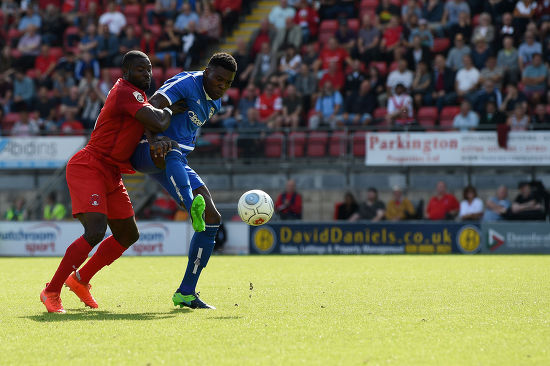 Kayode Odejayi Guiseley Afc Holds Off Editorial Stock Photo - Stock ...