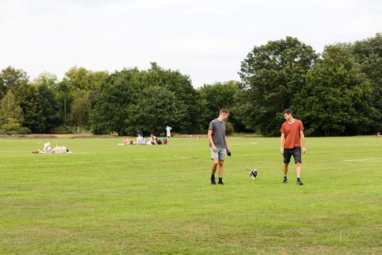 Two Men Walking Dog On Tooting Editorial Stock Photo - Stock Image ...