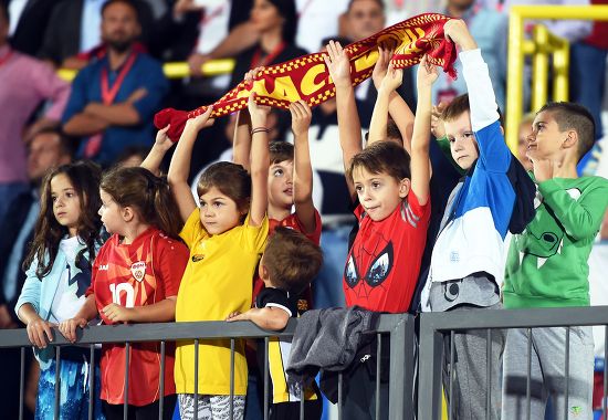 Macedonian Children Cheer Their Team During Editorial Stock Photo ...
