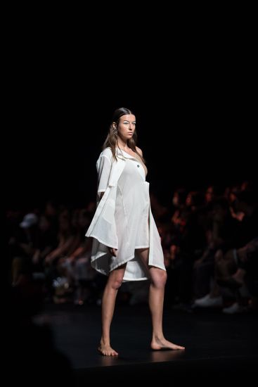 Model Presents Outfit During Macao Fashion Editorial Stock Photo ...