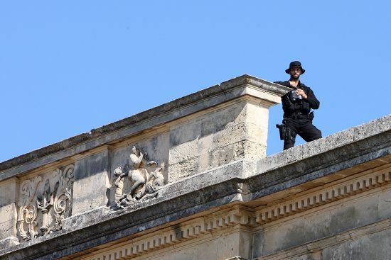 Italian Security Official Stands Guard On Editorial Stock Photo - Stock ...