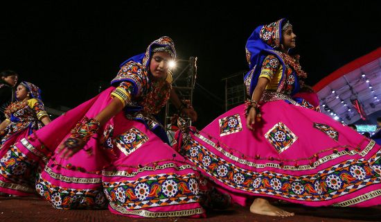 Indians Wearing Traditional Attire Participate Garba Editorial Stock ...