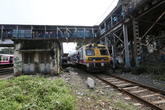 Commuters Walk On Foot Overbridge Local Editorial Stock Photo - Stock ...