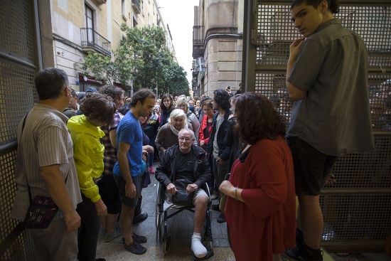 Elderly Catalonian Man Wheelchair Allowed Enter Editorial Stock Photo ...