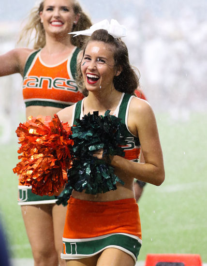 Miami Hurricanes Cheerleaders Celebrate Touchdown Under Editorial Stock ...