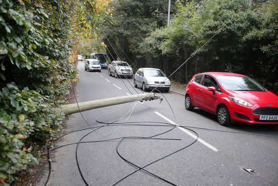 Fallen Telegraph Pole Partially Blocks Upper Editorial Stock Photo ...