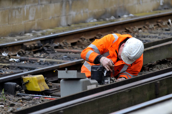 Network Rail Worker Repairing Railway Track Editorial Stock Photo ...