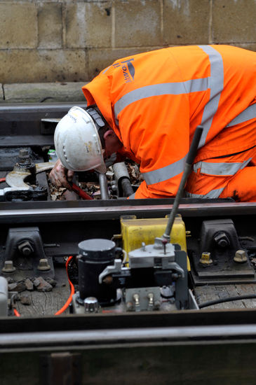 Network Rail Worker Repairing Railway Track Editorial Stock Photo ...