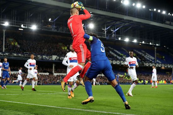 Ashley Williams Pushes Olympique Lyonnais Goalkeeper Editorial Stock ...