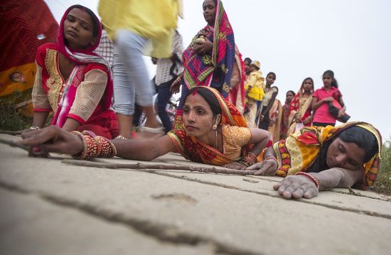 Nepalese Hindu Women Roll On Ground Editorial Stock Photo - Stock Image ...