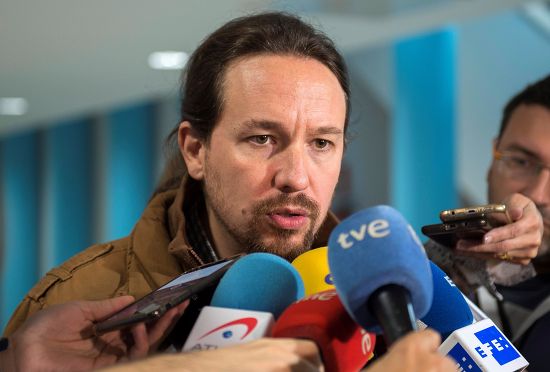 Podemos Party Leader Pablo Iglesias Talks Editorial Stock Photo - Stock ...