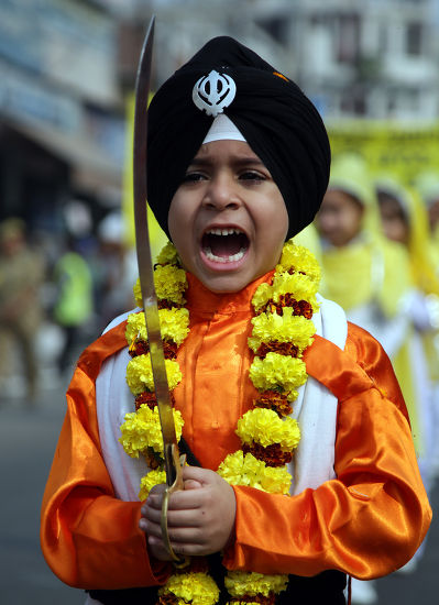 Indian Sikh Boy Holds Ceremonial Sword Editorial Stock Photo - Stock ...