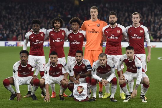 Arsenal Starting Eleven Poses Ahead Uefa Editorial Stock Photo - Stock ...