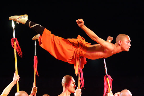 Shaolin Wushu Warrior Balancing On Spears Editorial Stock Photo - Stock ...