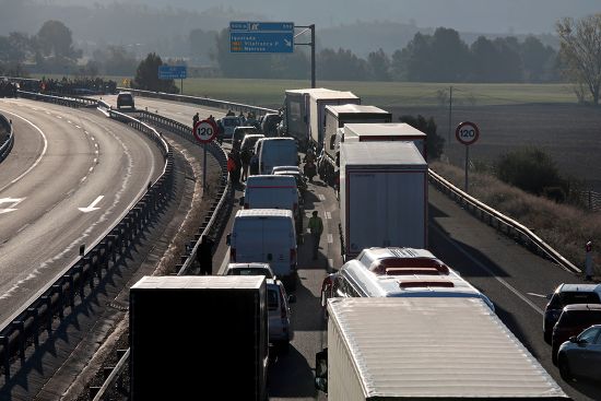 Protesters Background Block Road During Strike Editorial Stock Photo ...