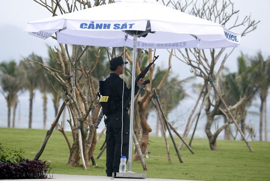 Vietnamese Security Personnel Stands Guard Venue Editorial Stock Photo ...