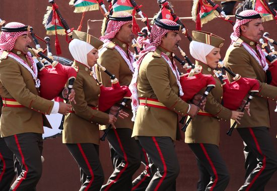 Bagpipers Royal Jordanian Honor Guards Arrive Editorial Stock Photo ...