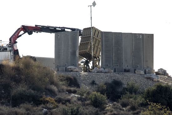 Israeli Solder Stands Between Concrete Blast Editorial Stock Photo ...