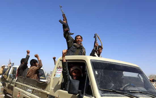 Houthi Fighters Ride Vehicles During Gathering Editorial Stock Photo ...