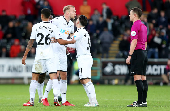 Swansea City Players Argue Referee Stuart Editorial Stock Photo - Stock ...