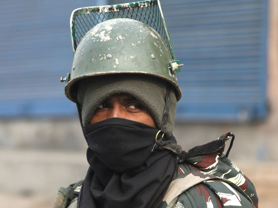 Indian Paramilitary Soldier Stands Guard During Editorial Stock Photo ...