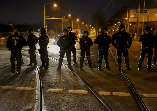 German Police Riot Gear Cordon Off Editorial Stock Photo - Stock Image ...