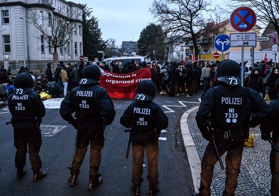 German Police Riot Gear Faces Protesters Editorial Stock Photo - Stock ...