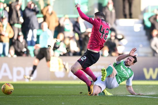 Lewis Stevenson Tackles Callum Mcgregor During Editorial Stock Photo ...