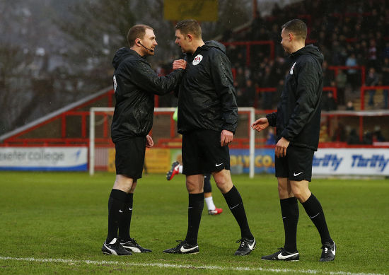 Referee Brett Huxtable Assistant Referees Samuel Editorial Stock Photo ...