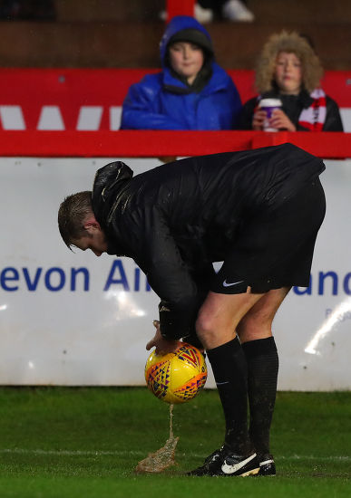 Referee Brett Huxtable Collects Ball Waterlogged Editorial Stock Photo ...