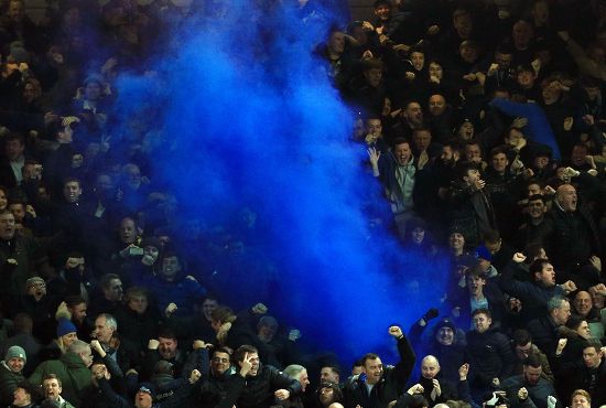 Everton Fans Let Off Blue Smoke Editorial Stock Photo - Stock Image ...