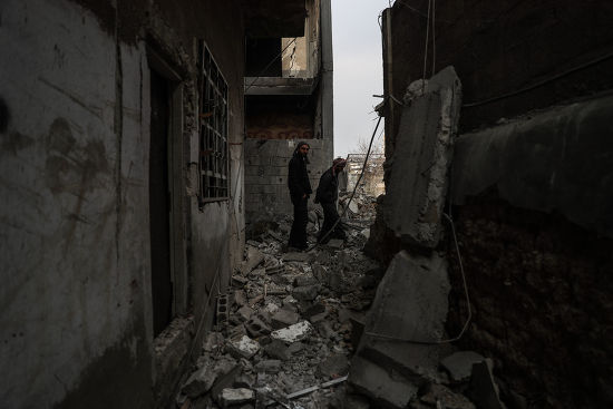 People Walk On Destroyed Street Aftermath Editorial Stock Photo - Stock ...