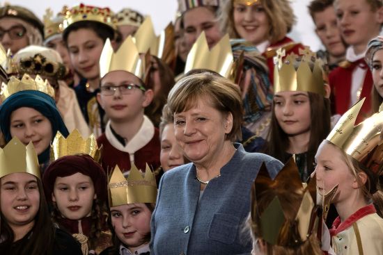 German Chancellor Angela Merkel C Children Editorial Stock Photo ...