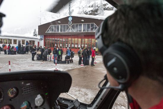 Tourists Wait Line Heliport Air Zermatt Editorial Stock Photo - Stock ...