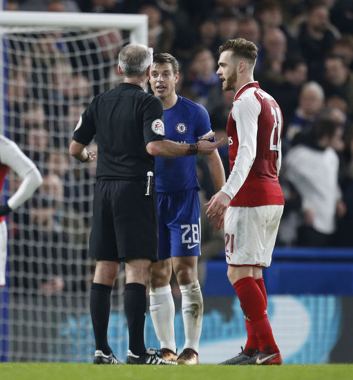 Referee Martin Atkinson Speaks Calum Chambers Editorial Stock Photo ...