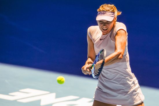 Maria Sharapova Russia Plays Backhand Shot Editorial Stock Photo ...