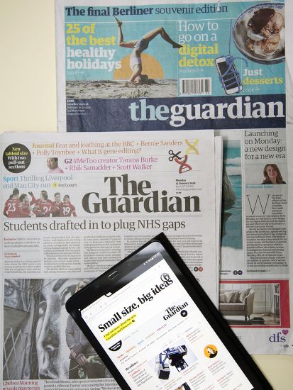 Guardian Newspaper Switches Berliner Tabloid Format Editorial Stock ...