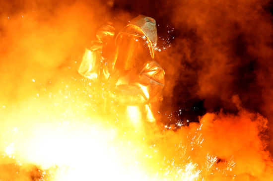 Steel Worker Takes Steel Sample Blast Editorial Stock Photo - Stock ...