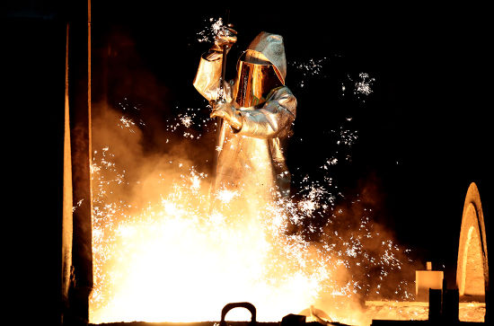 Steel Worker Takes Steel Sample Blast Editorial Stock Photo - Stock ...
