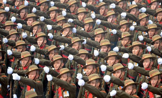 Indian Soldiers March Through Rajpath Ceremonial Editorial Stock Photo ...