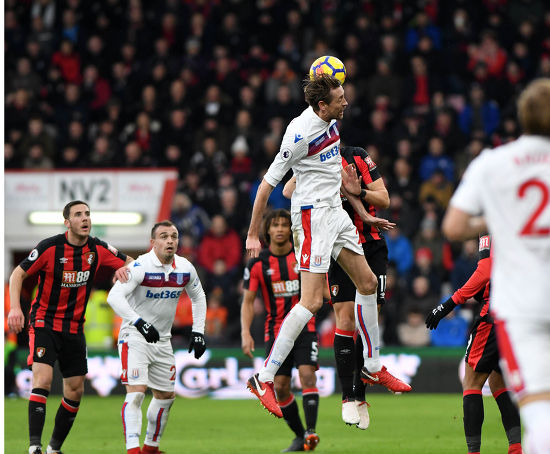 Peter Crouch Stoke Leaps Above Bournemouth Editorial Stock Photo ...