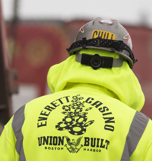 Union Construction Worker Enters Wynn Boston Editorial Stock Photo ...