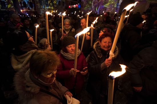 Revellers March Torches People Celebrate Carnival Editorial Stock Photo ...