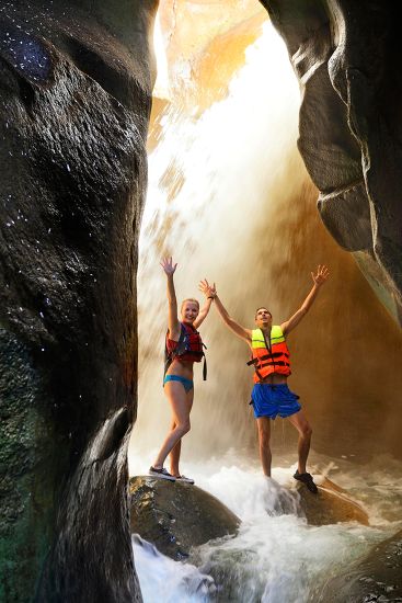 Model Released Young Couple Under Waterfall Editorial Stock Photo ...