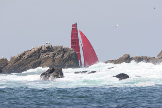 F18 Catamarans Passing Rocks Island Houat Editorial Stock Photo - Stock ...