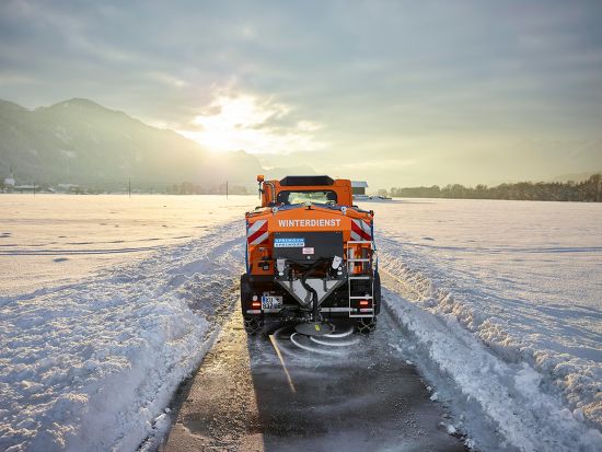 Snow Plow Dispenses Salt On Road Editorial Stock Photo - Stock Image ...