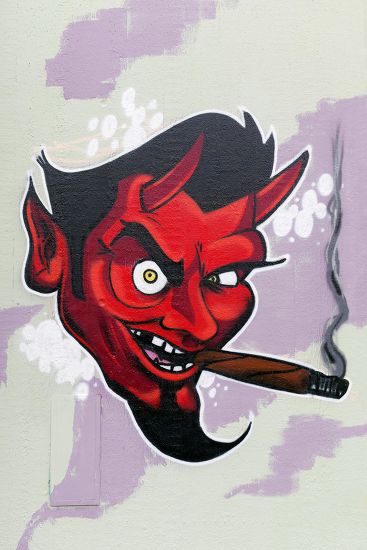 Red Devil Smoking Cigar Graffiti Urban Editorial Stock Photo - Stock ...