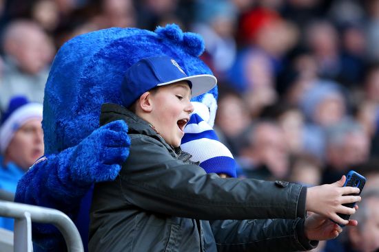 Cardiff City Mascot Bartley Bluebird Poses Editorial Stock Photo ...