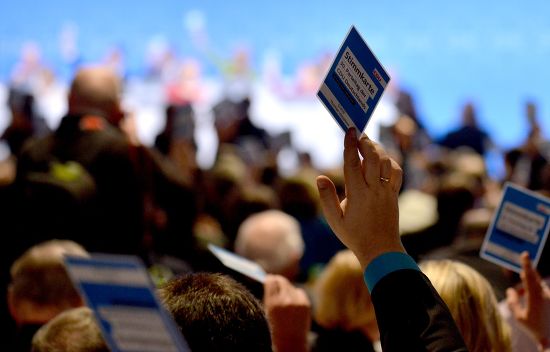 Delegates Lift Their Voting Cards During Editorial Stock Photo - Stock ...